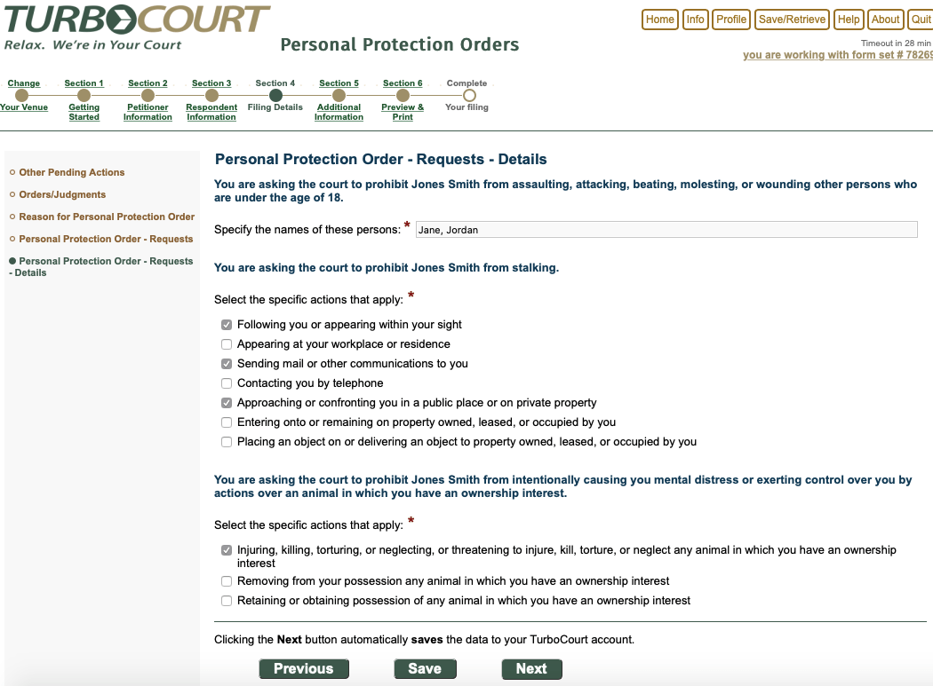 MI Protection Order-Start a New Case | fleeq.io