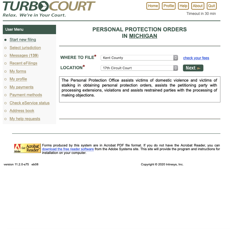 MI Protection Order-Start a New Case | fleeq.io