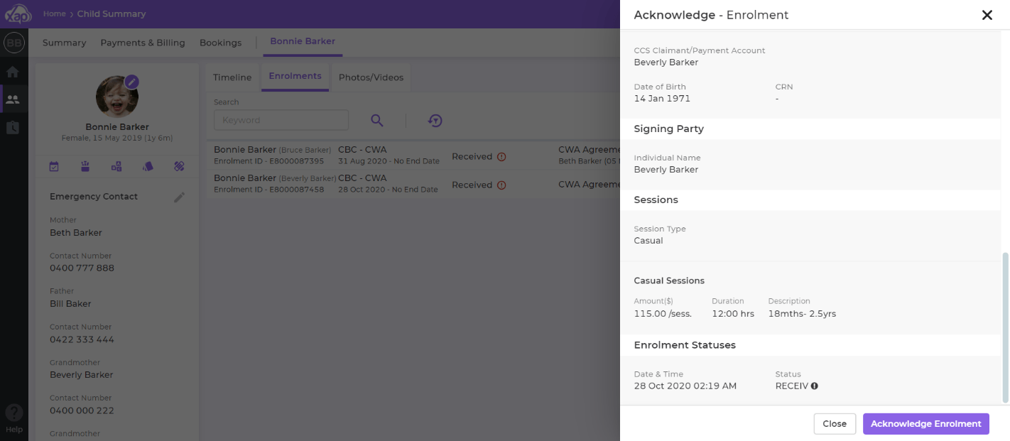 How do I view my child's enrolment | fleeq.io