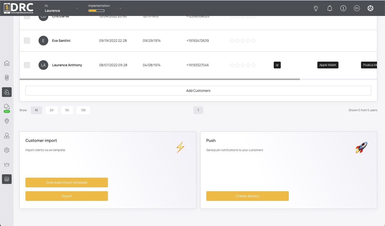 Import Customers - Digital Rewards Cards and Customer Loyalty Program (DRC)
